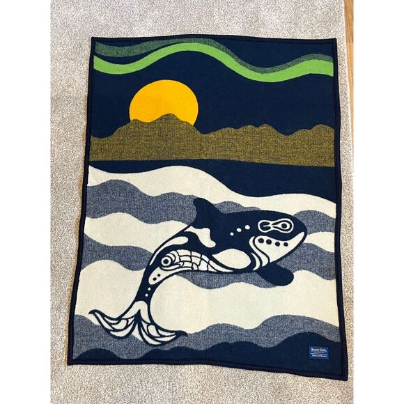 Pendleton | Bedding | Pendleton Wool Blanket Sea Wolf Orca Sunset Navy Blue Beaver State Throw ...